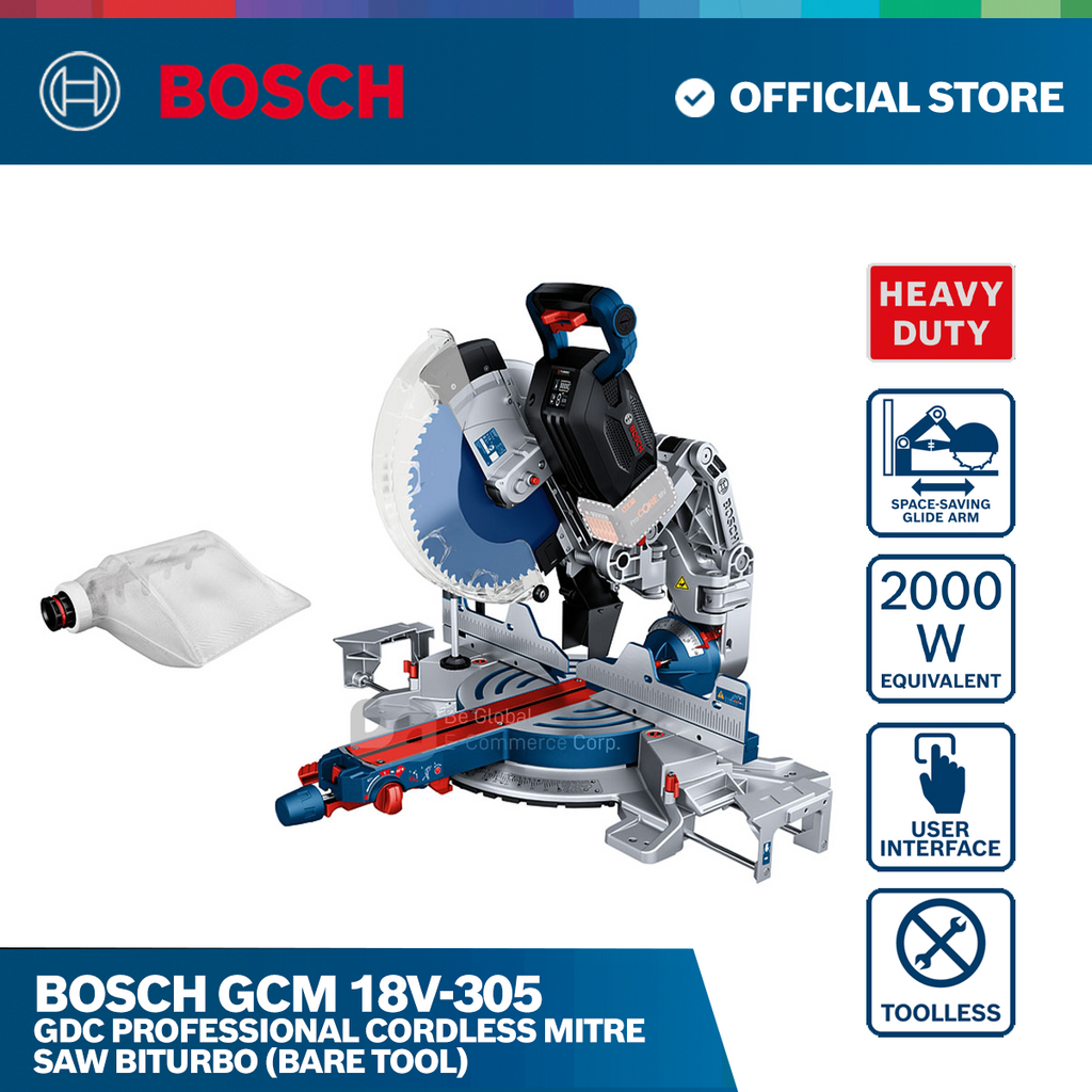 Bosch GCM 18V-305 GDC Professional Cordless Mitre Saw BITURBO (Bare To ...