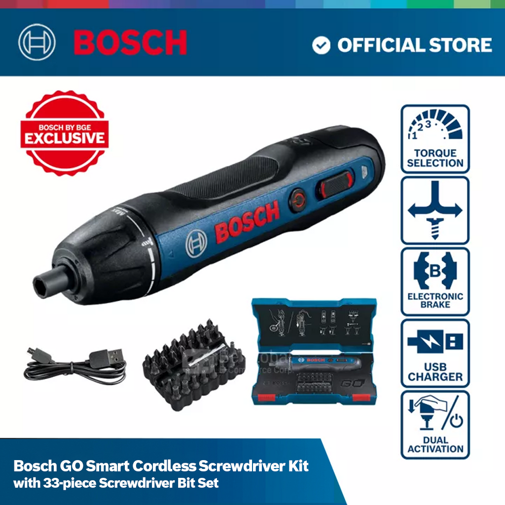 ALL NEW Bosch GO Smart Cordless Screwdriver Kit Exclusive with 33pcs S – Bosch By BGE