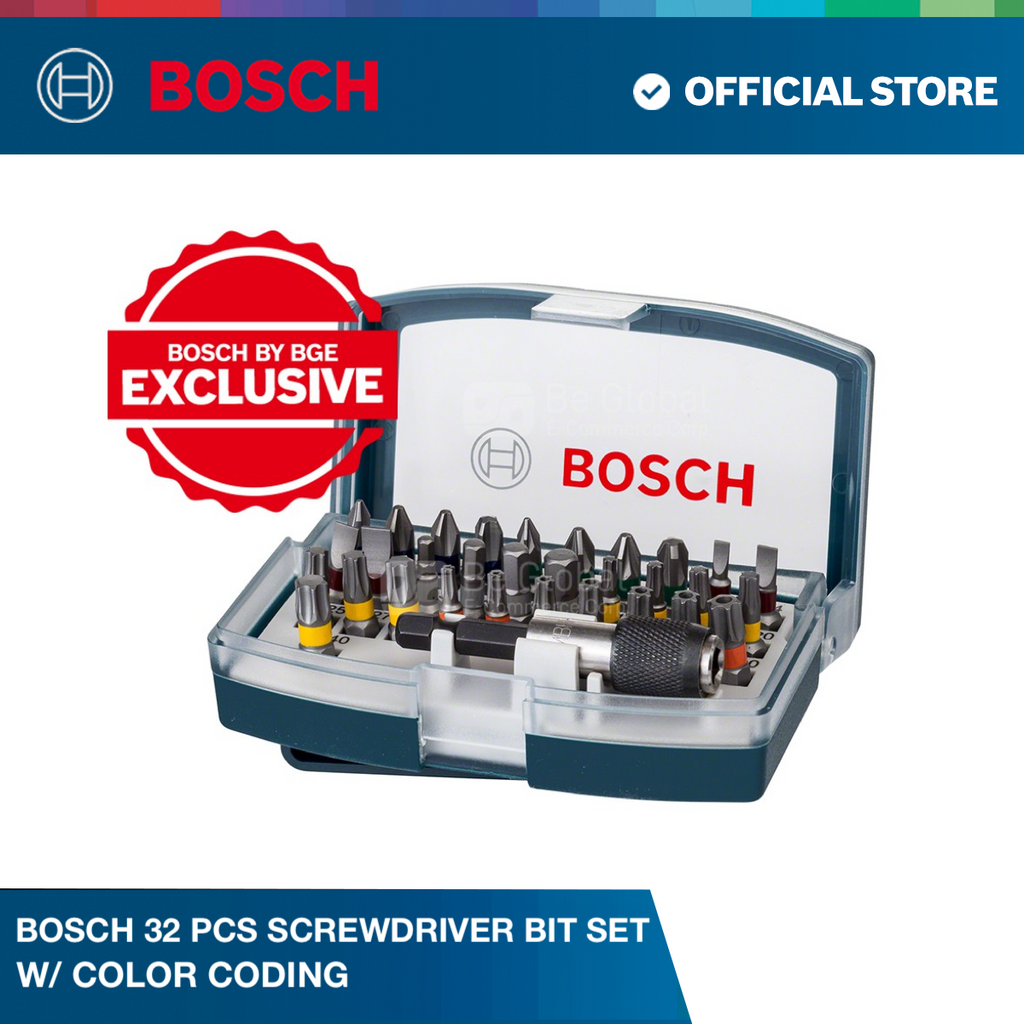 Bosch 32 pcs Screwdriver Bit set with colour coding – Bosch By BGE