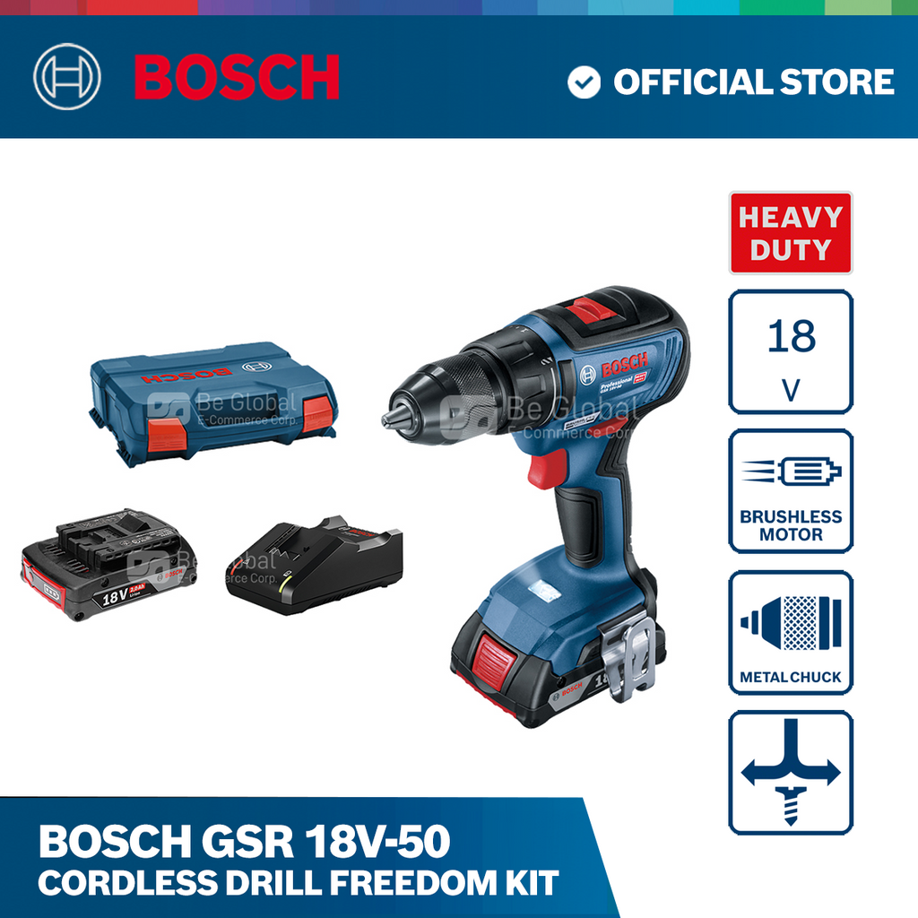 Bosch GSR 18V-50 Cordless Drill Freedom kit – Bosch By BGE